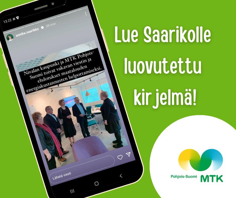 MTK Pohjois-Suomi ja Nivalan kaupunki luovutti Annika Saarikolle kirjelmän - Lue tästä! - MTK ...